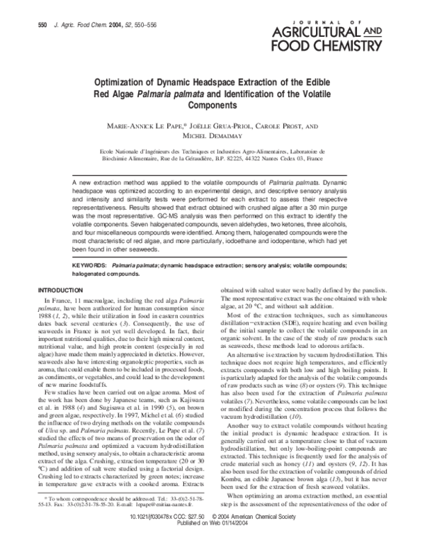 (PDF) Optimization of Dynamic Headspace Extraction of the Edible Red ...