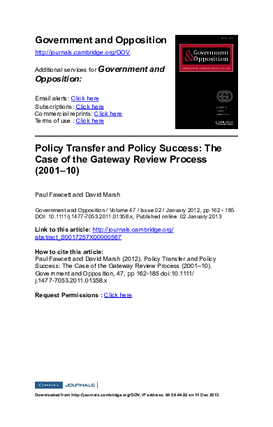 (PDF) Policy Transfer and Policy Success: The Case of the Gateway ...