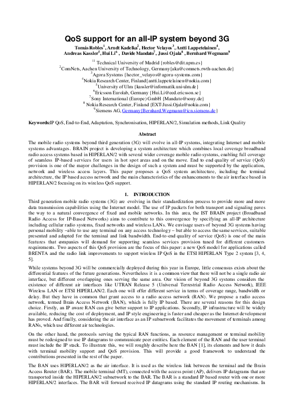 (PDF) QoS support for an all IP system beyond 3G