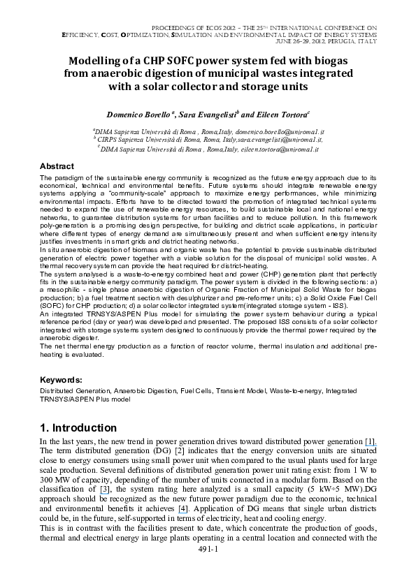 (PDF) Modelling of a CHP SOFC system fed with biogas from anaerobic digestion of municipal waste ...