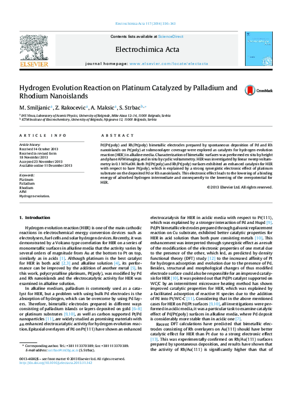 (PDF) Hydrogen Evolution Reaction on Platinum Catalyzed by Palladium ...