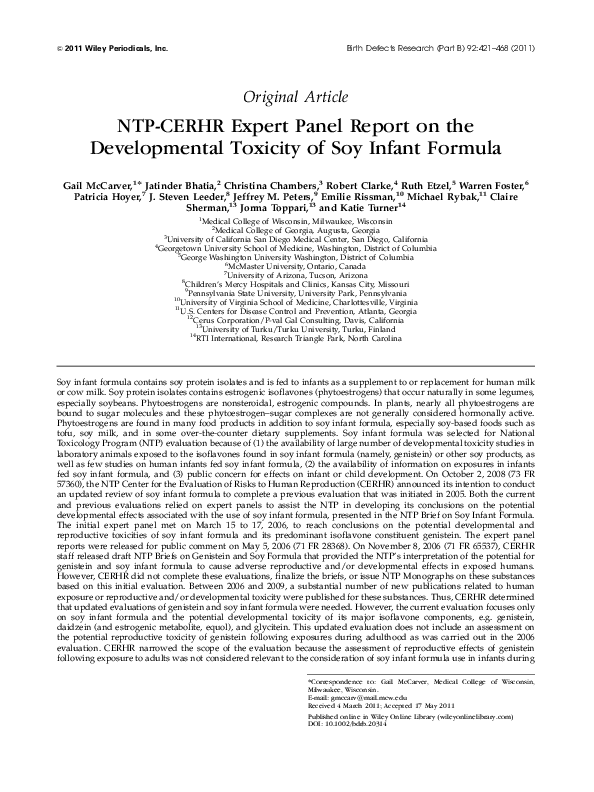 (PDF) NTP-CERHR expert panel report on the developmental toxicity of ...