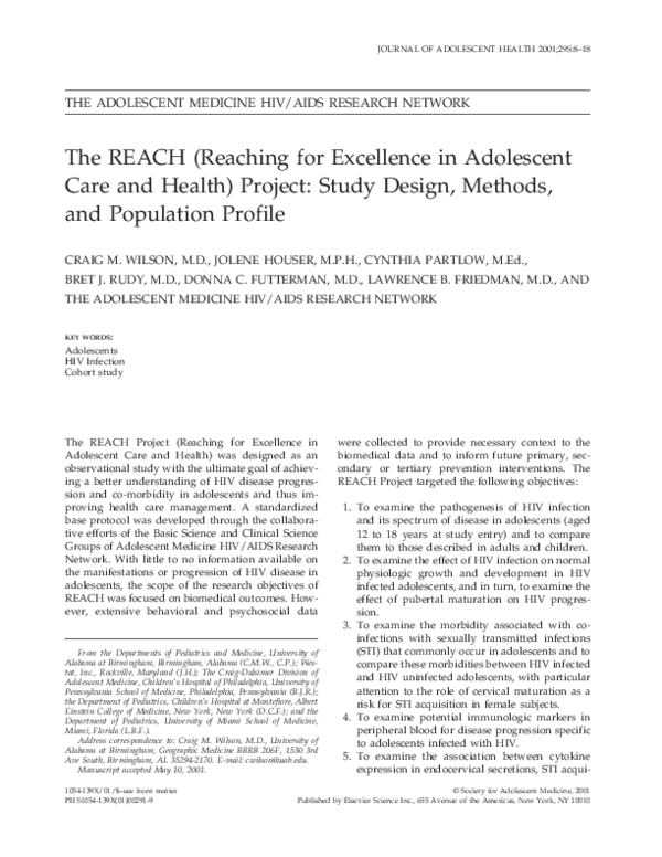 (PDF) The REACH (Reaching for Excellence in Adolescent Care and Health ...