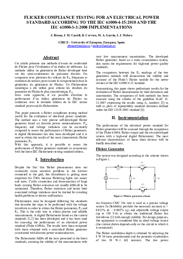 Pdf Flicker Compliance Testing For An Electrical Power Standard According To The Iec 61000 4