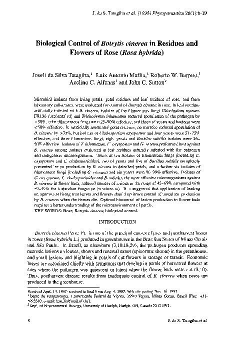 (PDF) Biological control of Botrytis cinerea in residues and flowers of ...