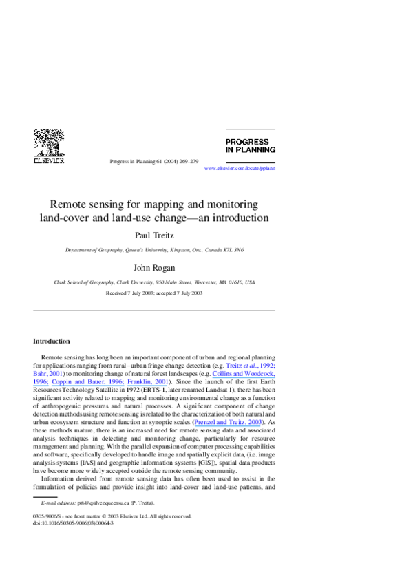 (PDF) Remote sensing for mapping and monitoring land-cover and land-use ...