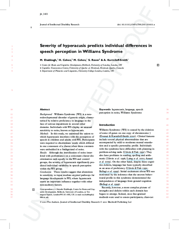 (PDF) Severity of hyperacusis predicts individual differences in speech ...