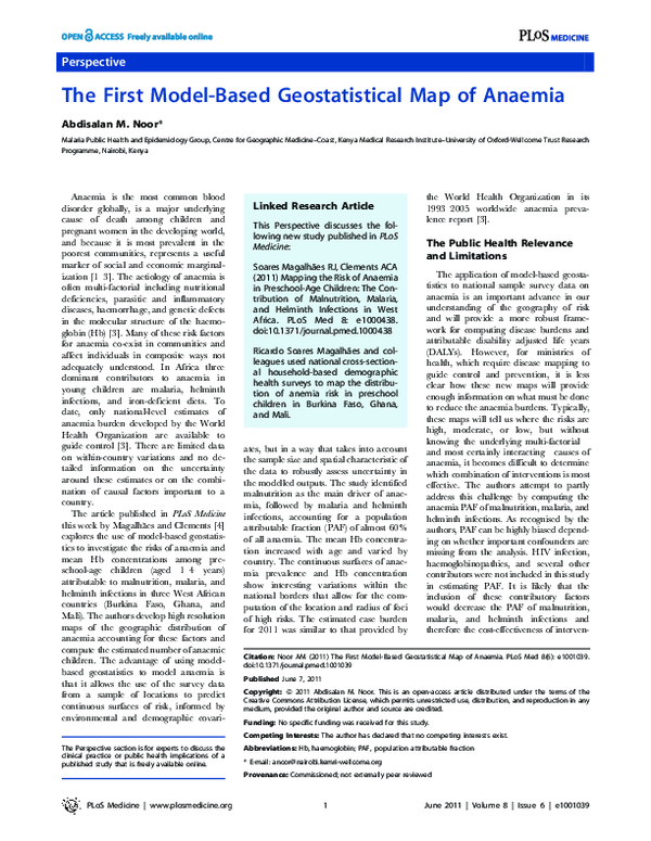 (PDF) The First Model-Based Geostatistical Map of Anaemia