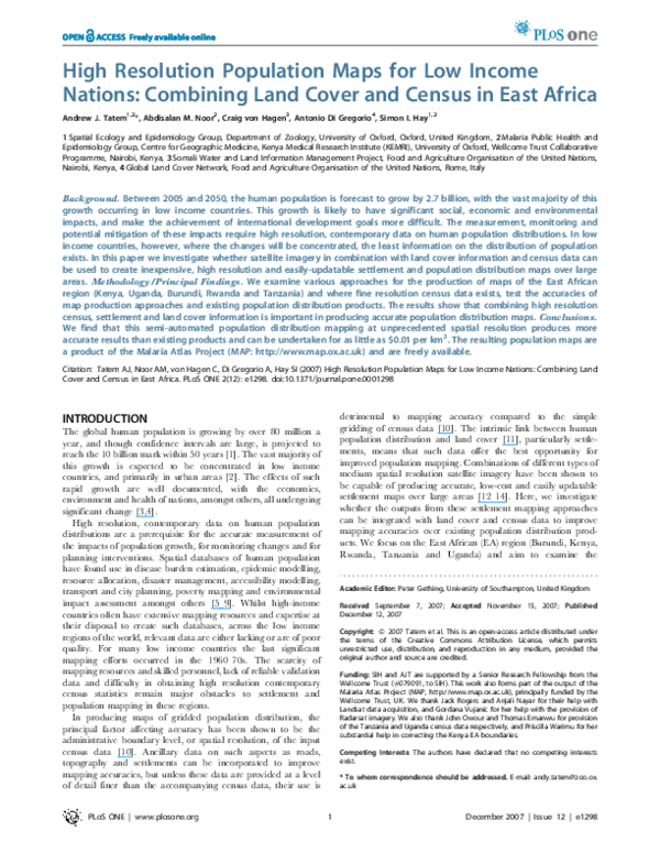 (PDF) High Resolution Population Maps for Low Income Nations: Combining ...