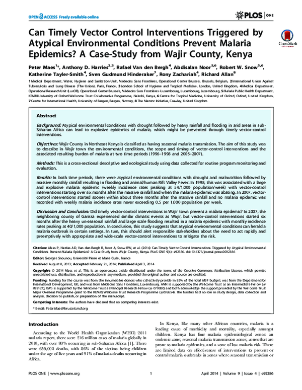 (PDF) Can Timely Vector Control Interventions Triggered by Atypical Environmental Conditions ...