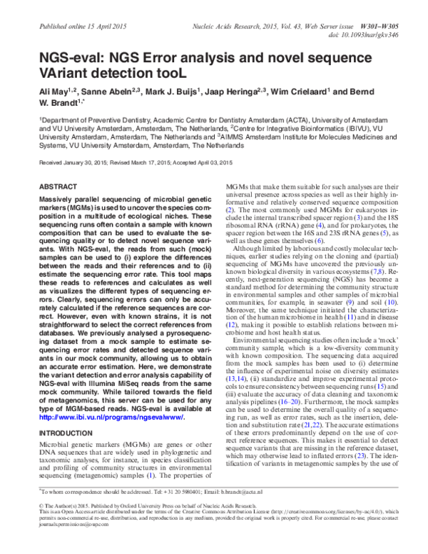 (PDF) NGS-eval: NGS Error analysis and novel sequence VAriant detection ...
