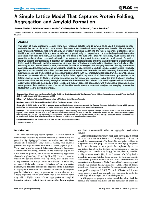 (PDF) A Simple Lattice Model That Captures Protein Folding, Aggregation ...