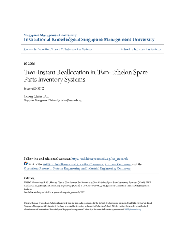 (PDF) Periodic Resource Reallocation in Multi-Echelon Inventory Systems