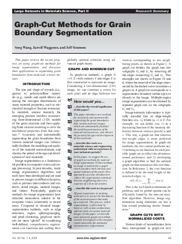 (PDF) Graph-cut methods for grain boundary segmentation