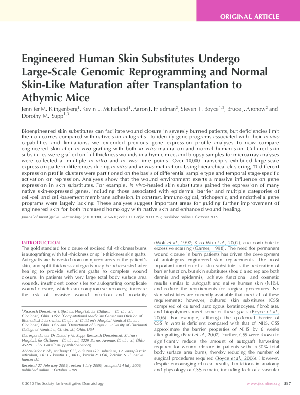(PDF) Engineered Human Skin Substitutes Undergo Large-Scale Genomic ...