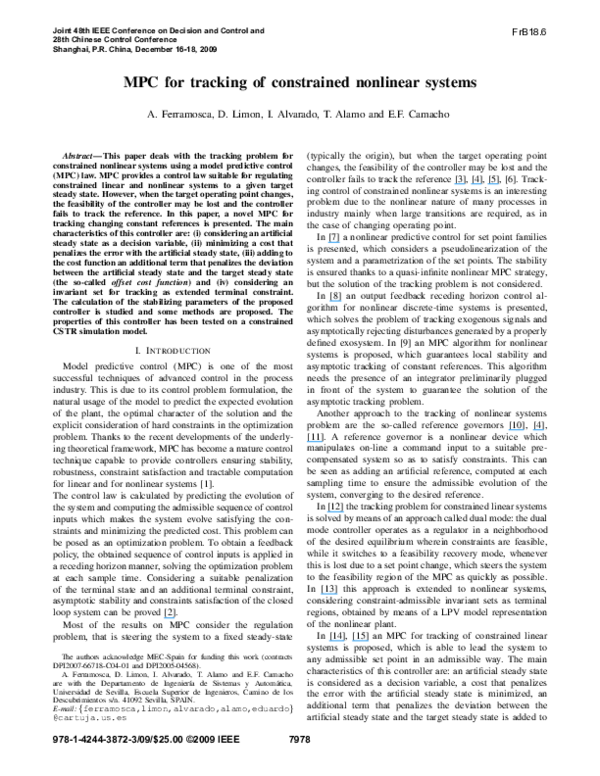 (PDF) MPC for tracking of constrained nonlinear systems