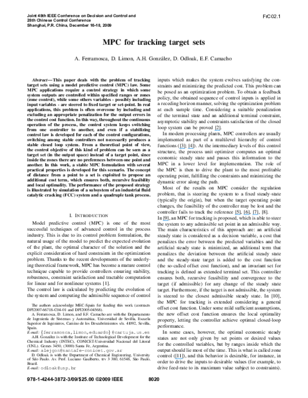 (PDF) MPC for tracking target sets