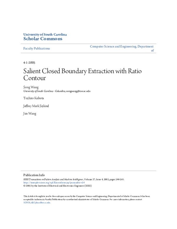 Pdf Salient Closed Boundary Extraction With Ratio Contour