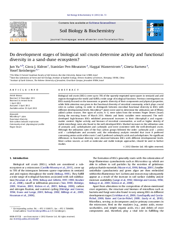 (PDF) Do development stages of biological soil crusts determine activity and functional ...