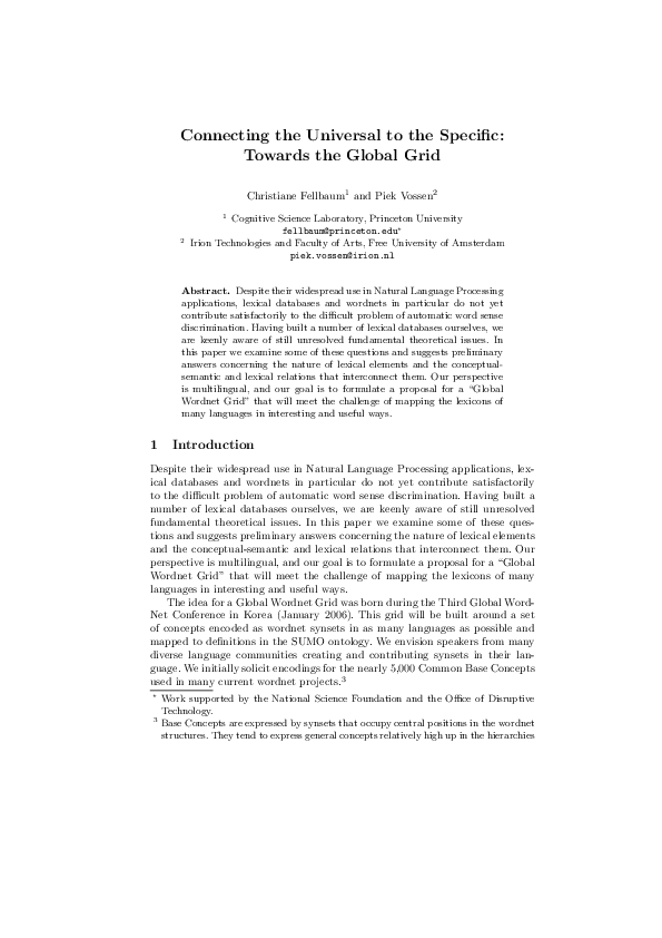 (PDF) Connecting the Universal to the Specific: Towards the Global Grid ...
