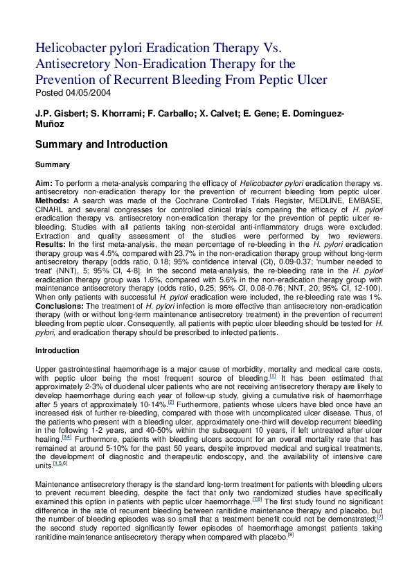 (PDF) Helicobacter pylori eradication therapy vs. antisecretory non ...