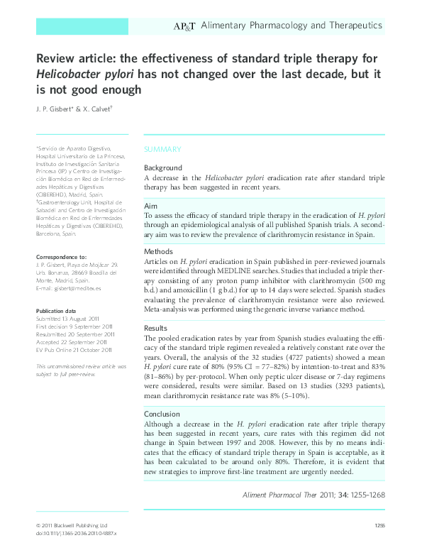 (PDF) Review article: the effectiveness of standard triple therapy for ...