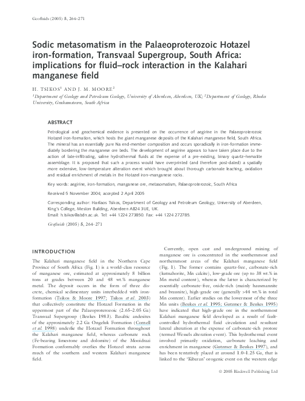 (PDF) Sodic metasomatism in the Palaeoproterozoic Hotazel iron ...