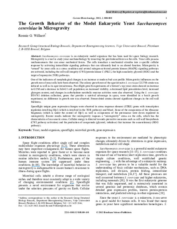 (PDF) The growth behavior of the model eukaryotic yeast Saccharomyces ...