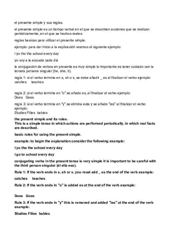 (DOC) El presente simple y sus reglas