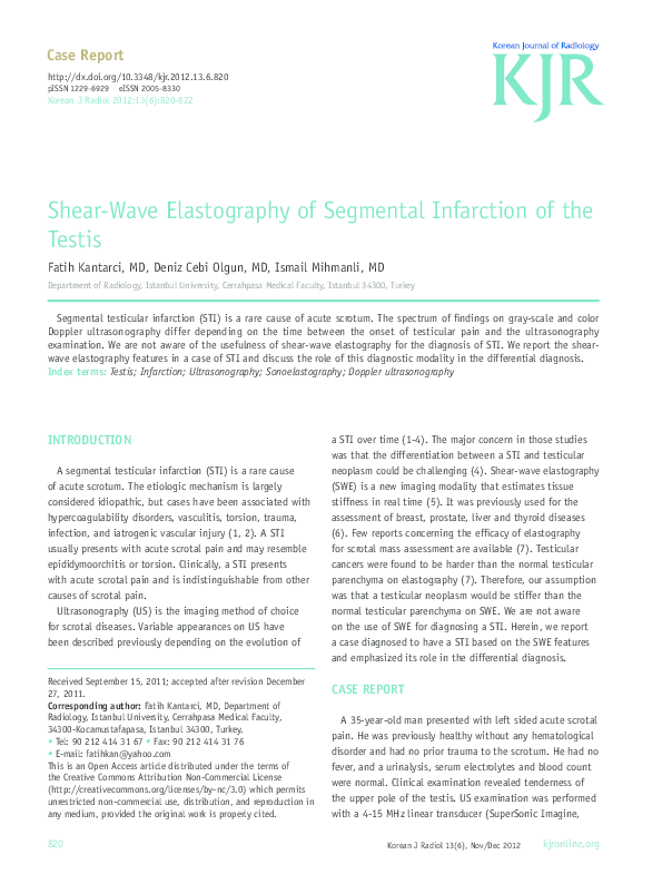 (PDF) Shear-Wave Elastography of Segmental Infarction of the Testis