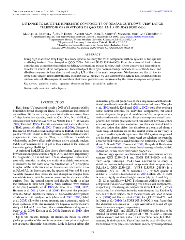 (PDF) DISTANCE TO MULTIPLE KINEMATIC COMPONENTS OF QUASAR OUTFLOWS ...