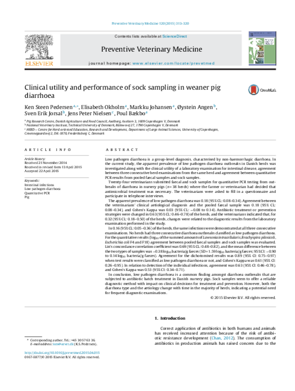 (PDF) Sock Sampling Efficiency for Diagnosing Diarrhoea in Pigs