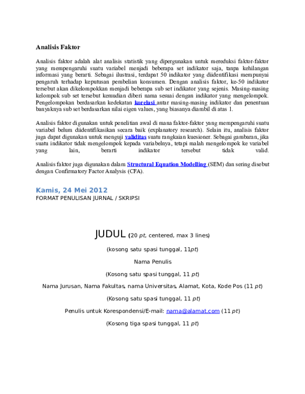 (DOC) Analisis Faktor (DOC) Analisis Faktor