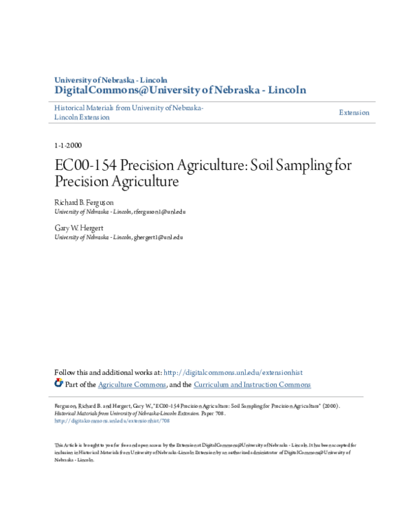 (PDF) EC00-154 Precision Agriculture: Soil Sampling for Precision Agriculture