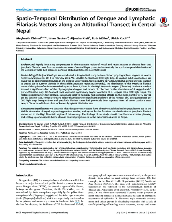 Pdf Spatio Temporal Distribution Of Dengue And Lymphatic Filariasis
