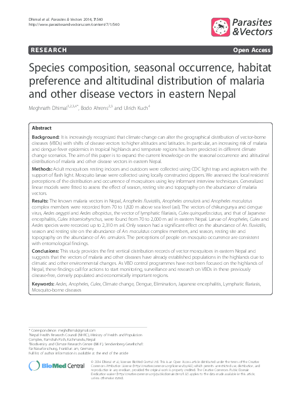 (PDF) Species composition, seasonal occurrence, habitat preference and altitudinal distribution ...