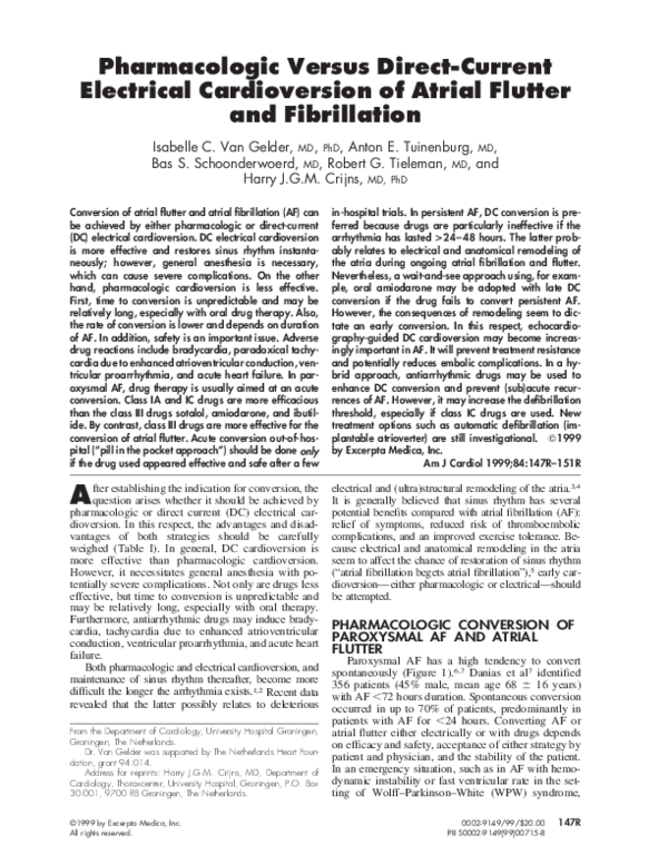 (PDF) Pharmacologic versus direct-current electrical cardioversion of ...