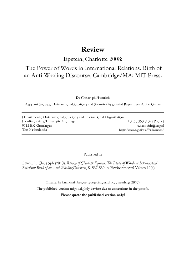 (PDF) Review: Charlotte Epstein (2008): The Power of Words in ...