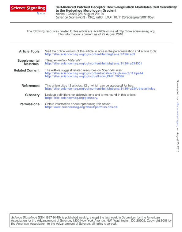 (PDF) Self-induced patched receptor down-regulation modulates cell ...