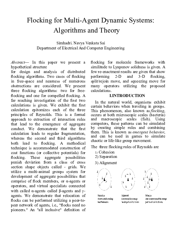 Doc Flocking For Multi Agent Dynamic Systems Algorithms And Theory Lakshmipriya Simhadri