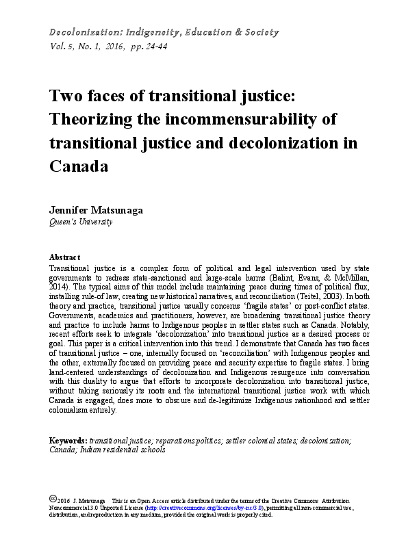 (PDF) Two faces of transitional justice: Theorizing the ...