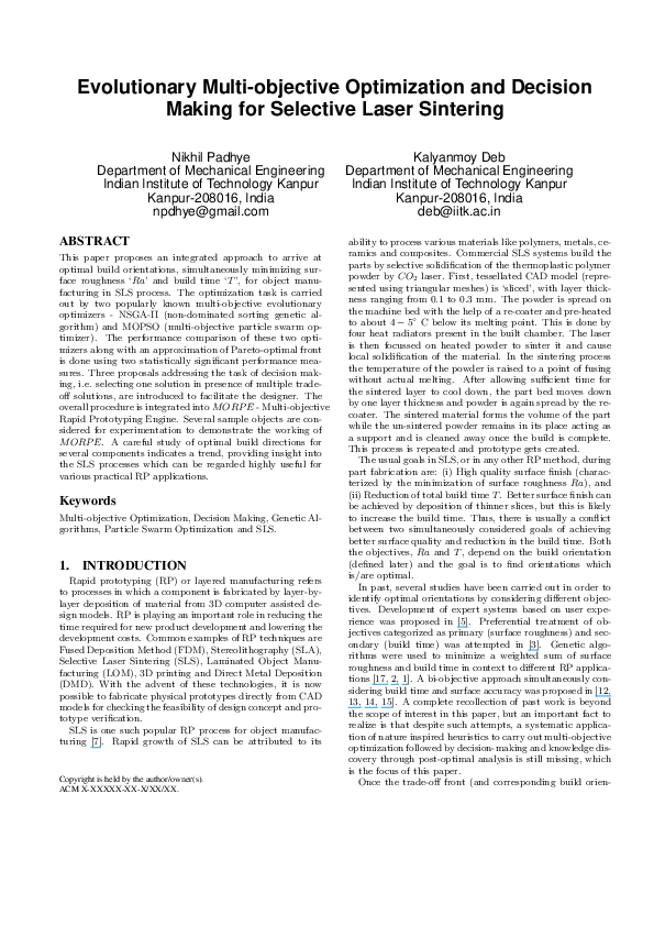 (PDF) Evolutionary Multiobjective Optimization and Uncertainty