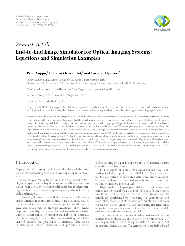 (PDF) End-to-End Image Simulator for Optical Imaging Systems: Equations ...