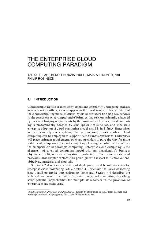 (PDF) The Enterprise Cloud Computing Paradigm