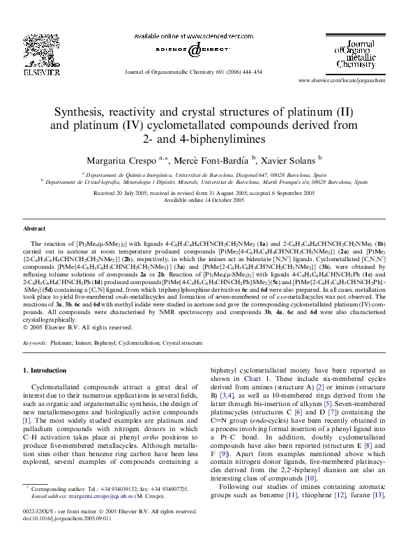 (PDF) Synthesis, reactivity and crystal structures of platinum (II) and ...