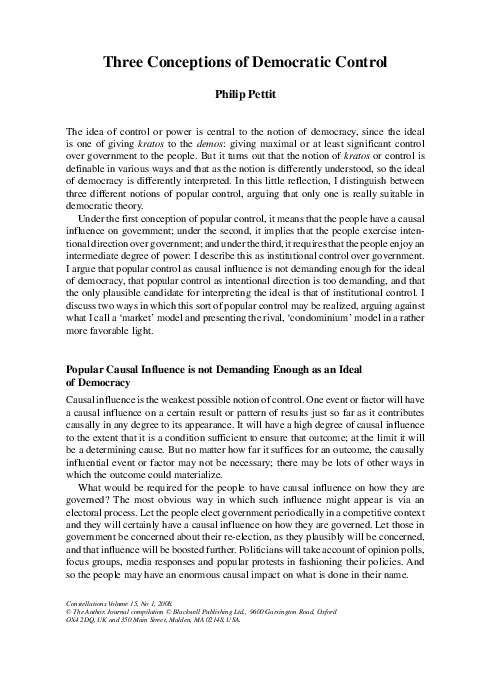 (PDF) Three Conceptions of Democratic Control
