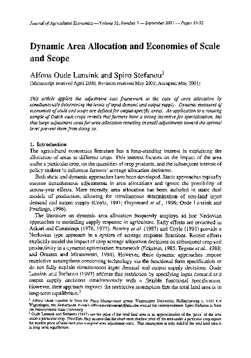 (PDF) Dynamic Area Allocation and Economies of Scale and Scope
