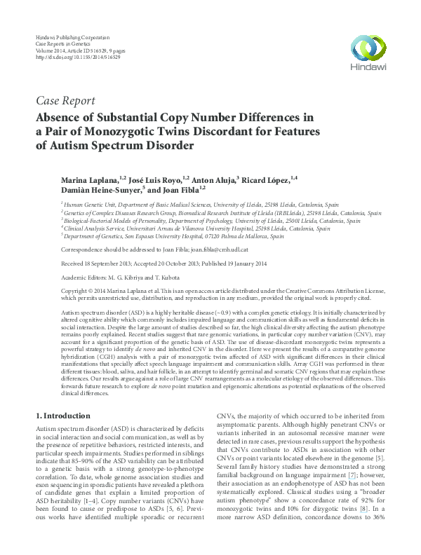 (PDF) Absence of Substantial Copy Number Differences in a Pair of ...