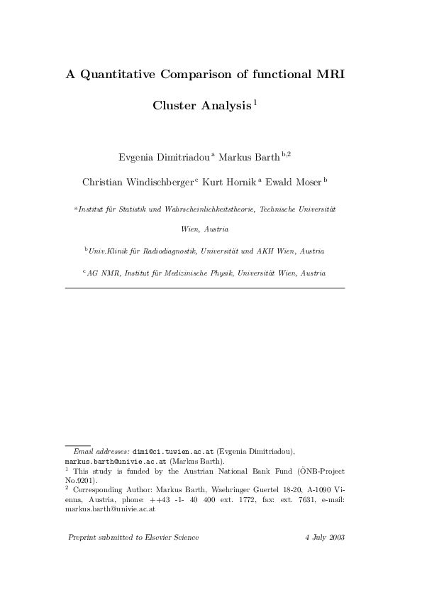(PDF) A quantitative comparison of functional MRI cluster analysis