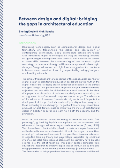 (PDF) Between Design and Digital: Bridging the Gaps in Architectural ...